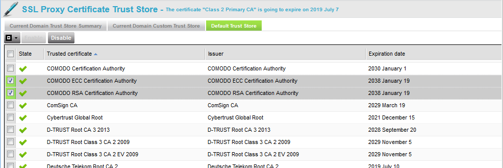Customizing the SSL Proxy Certificate Trust Store